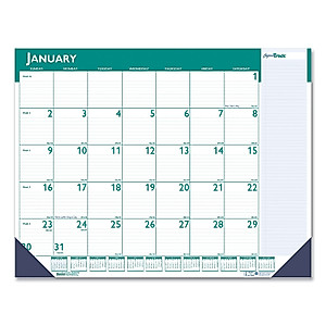 2024-2025 House of Doolittle 22 x 17 Express Track Monthly Desk Pad Calendar, White/Teal Sheets (HOD148)