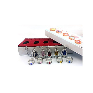 Anime Cosplay Puella Magi Madoka Magica Soul Core Gem 5 Necklace With 5 Tail Ring