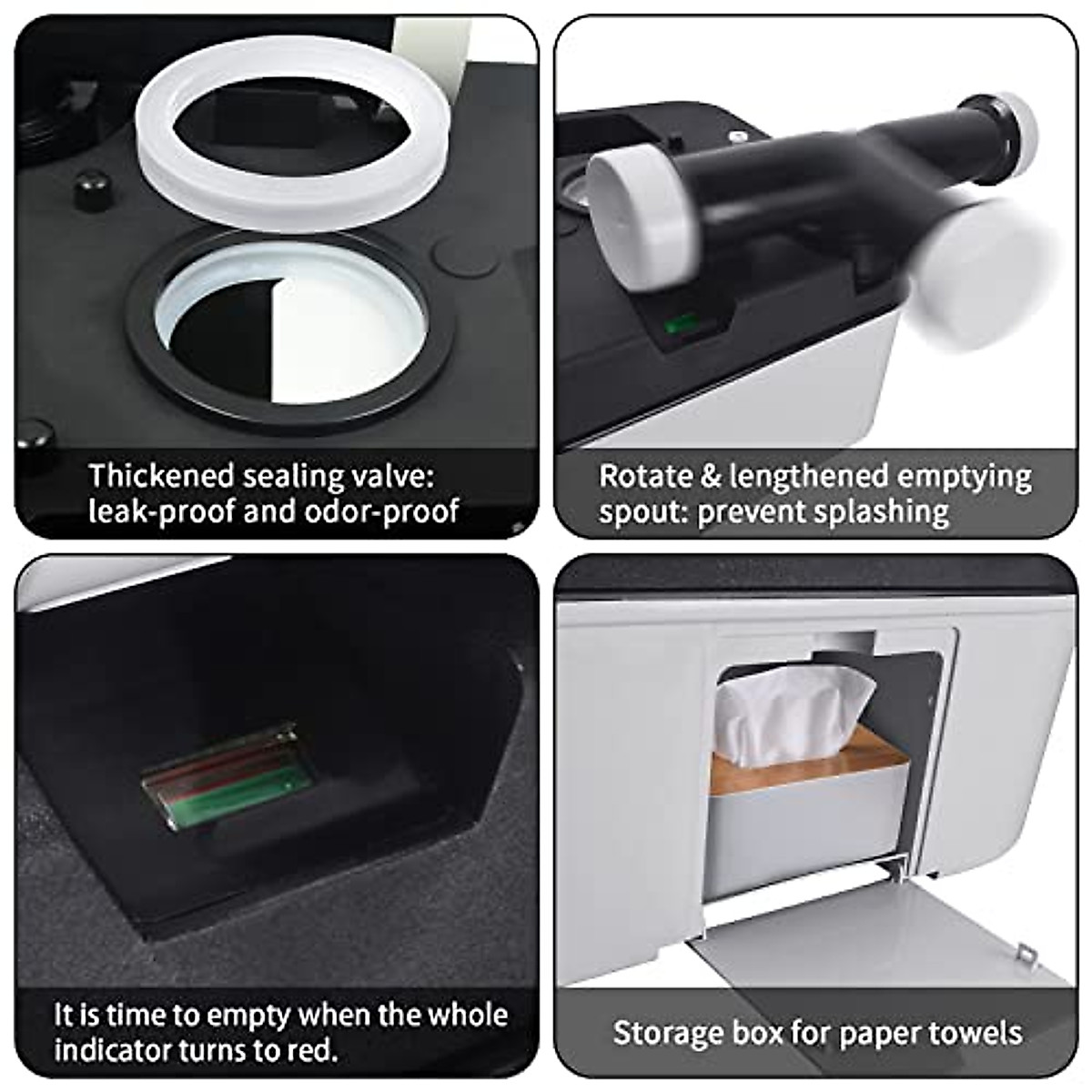 Mupera Outdoor Portable Toilet - Upgraded Portable Camping Toilet, 6.4 Gallon Waste Tank, Double-outlet Anti-leak with Level Indicator Travel RV Potty for RV Camping Traveling Boating Fishing, Grey