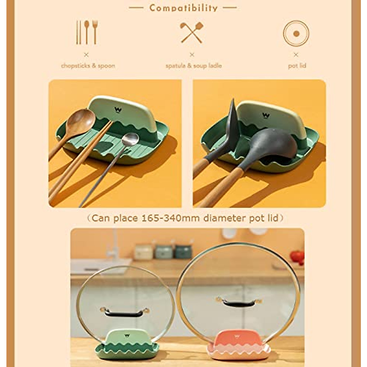 Adhiper-Pot lid holder and Lid and Spoon Holder, Stove receiving water Storage Rack, Anti-staining oil Storage Rack, Pot cover cutting board Storage Rack, Barbecue Storage Rack （Green）