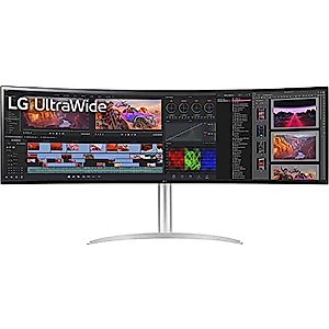 LG 49WQ95C-W 49 Inch 32:9 Curved UltraWide DQHD (5120 x 1440) Nano IPS Monitor, NVIDIA G-SYNC Compatible & AMD FreeSync Premium Pro, HDMI 2.1 & USB Type-C (90W PD), Tilt/Height/Swivel Adjustable