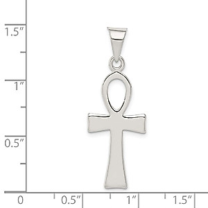 Solid 925 Sterling Silver Ankh Cross Pendant Charm - 35mm x 13mm