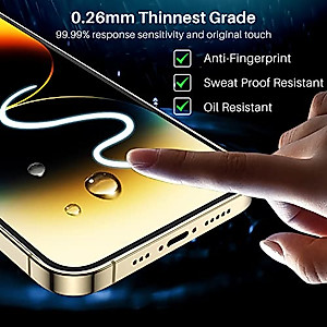 TOZO Compatible for iPhone 14 Pro Screen Protector 6.1 inch 3 Pack Premium Tempered Glass 0.26mm 9H Hardness 2.5D Film Easy Install 6.1 inch