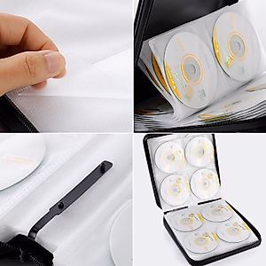 TIMCORR DVD Storage CD Case Holder: 160 Capacity CD Sleeves Black Disc Cases Binder for Car - CD Hard Organizer Box - Large DVD Wallet for Movie/Music/Game & Portable CD Book