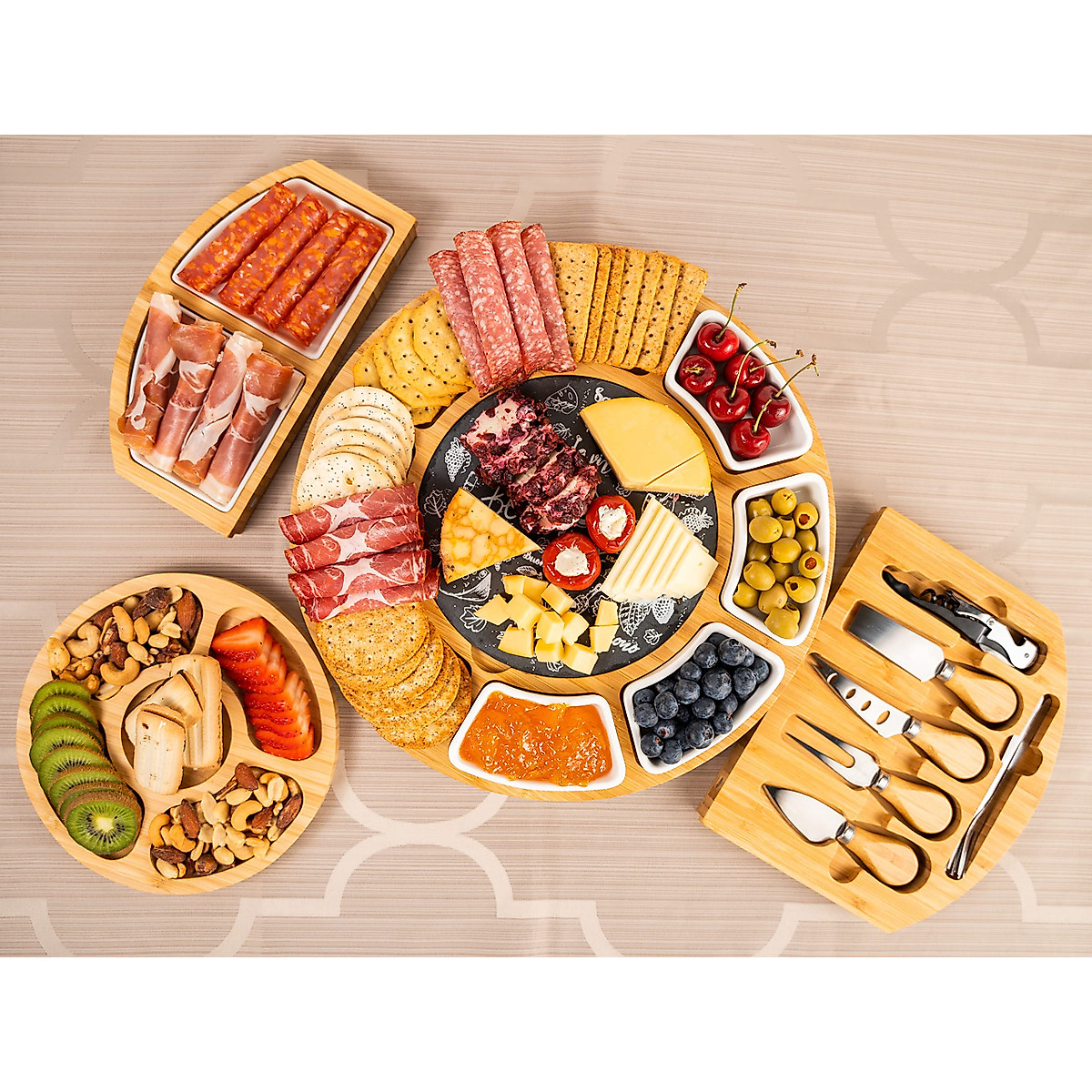 Blueberry USA Charcuterie Boards Set: Bamboo Cheese Board and Knife Set, Gifts for Women, Housewarming Gifts, New Home Gifts, Unique Gifts for Her, Anniversary & Wedding Gifts for Couples