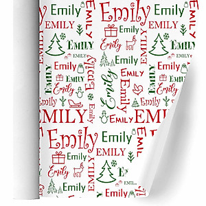 Artsadd Custom Christmas Wrapping Paper Rolls with Name Xmas Personalized Birthday Gift Wrapping Paper for Kids Men Women 58"x 23"