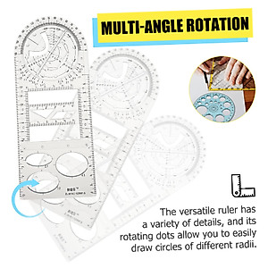 MAGICLULU 1 Set Drawing Ruler Clear Measuring Mathematics Measuring Ruler Clear Graphic Design Ruler Mathematics Measuring Circle Scale Ruler Plastic Multifunction Student Tape Measure