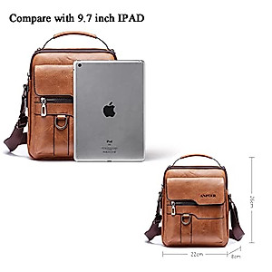 Messenger Bag for Men Crossbody Shoulder Purse Small Vintage PU Leather Satchel Pouch Side Crossover Handbag (Men Messenger Bag for Brown)