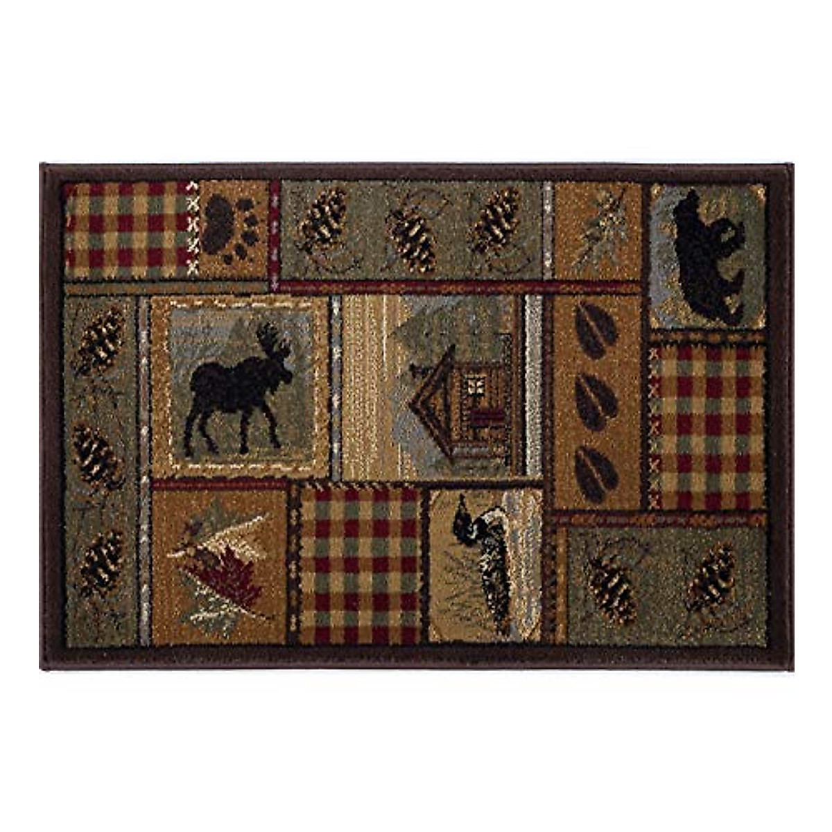 Homespun Cabin Novelty Lodge Pattern Multi-Color Scatter Mat Rug, 2' x 3'