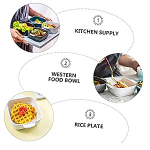 FELTECHELECTR 1pc Ceramic Bakeware Decorative Tray Mini Loaf Baking Pans Food Trays Pie Plate Grill Plate Pottery Baking Plate Rice Bowl Kitchen Supply Vegetable Tray Bread White Ceramics Mold
