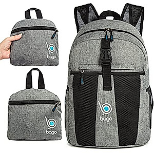 bago Lightweight Small Hiking Backpack for Women and Men - 25L Travel Day Pack - Foldable Hiking Daypack Ultralight for Camping Outdoor Sports - Day Bag Packable Backpack for Travel (SnowGray)
