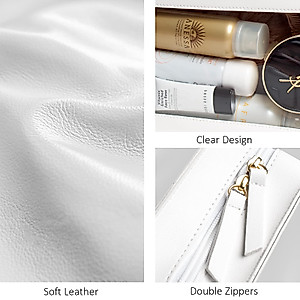 LETGO Clear Makeup Bags, TSA Approved Toiletry Bag with Zipper, Clear Makeup Organizer Fit Carry-on Travel Essentials,Clear Cosmetic Bags for Women Men (C-Beige)