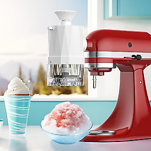 GVODE Shaved Ice Attachment for KitchenAid Stand Mixer, Snow Cone Shaved Ice Machine with Coarse and Fine Blades,8 Ice Cube Molds,Kitchen Aid Accessories and Attachments