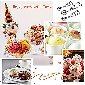 Ice Cream Scoop, 3Pcs Cookie Scoop Set, Stainless Steel Ice Cream Scooper with Trigger Release, Large/Medium/Small Cookie Scooper for Baking, Cookie Scoops for Baking Set of 3 with Cookie Dough Scoop…