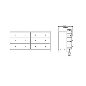 Tvilum 6 Drawer Double Dresser, Truffle Gray