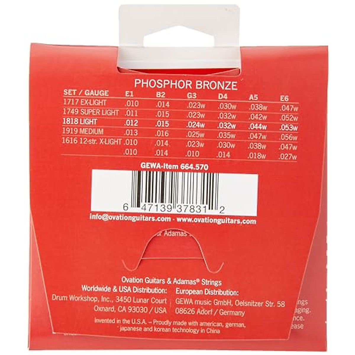 Adamas Acoustic Guitar Strings Historic Reissue Phosphor Bronze Light, Strings for Classical Guitar (premium guitar strings, single string assortment, high copper content, eco-friendly packaging)