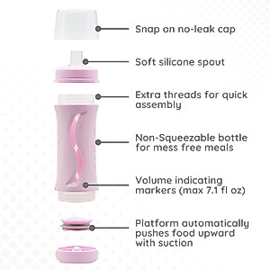 Subo Baby Food Bottle | No Mess Baby Toddler Self Feeder | Squeeze Free Design for Purees, Smoothies, Yogurt, Oatmeal, or Thickened Liquids | Reusable Silicone Washable Cup (Pink)