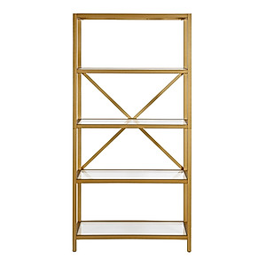 Etta 63'' Tall Rectangular Bookcase in Brushed Brass