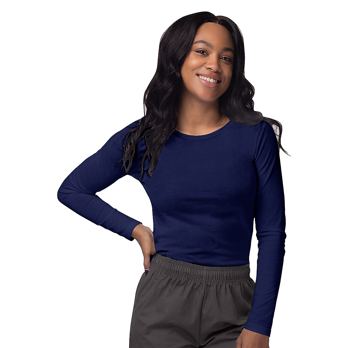 Sivvan Scrubs for Women - Long Sleeve Comfort Underscrub Tee 2-Pack - S85002 - Navy - XL