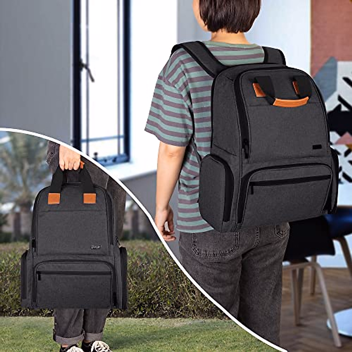 LUXJA Breast Pump Backpack with Pockets for Laptop and Cooler Bag, Pump Bag for Working Mothers (Fits Most Major Breast Pump), Black