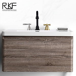 RKF Faucet- Replacement Classic Cross Knobs Handles with Valve Faucet Accessory Faucet Parts Faucet Kit Brushed Gold W033
