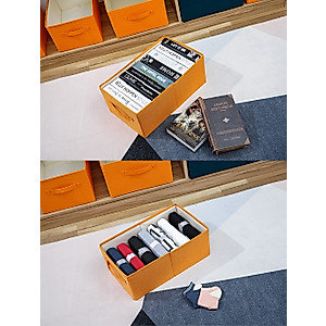 ALYER Collapsible Fabric Storage Organizer with Handles ,Shelf Bins Box Container for Bedroom Office Closet Babies Nursery Toys Books Clothes (Orange)