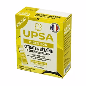 Betaine & Calcium Citrate by UPSA France for Digestive Comfort-Pack of 10 Sachets Doses