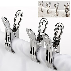 6pcs Stainless Steel Large Beach Towel Clips Clothespins Clothes Pegs Clothes Hanger Clamp Storage Organization Clip Hanger