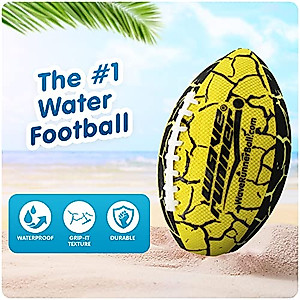 Wave Runner Grip It Waterproof Football- Size 9.25 Inches with Sure-Grip Technology | Let's Play Football in The Water! (Random Color)