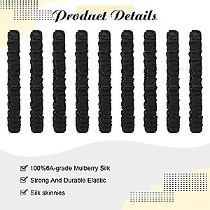 9 Pieces Silk Hair Ties Silk Hair Scrunchies Skinny Silk Scrunchies Pure Silk Ponytail Holder Silk Hair Accessories for Women Girls 9 Colors (Black,Classic Style)