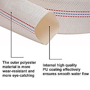 Eoiips 3 Inch x 65.6 Feet Length Swimming Pool Backwash Hose, PVC Lay-Flat Garden Hose Water Discharge Hose with Adjustable Hose Clamp for Patio Garden Lawn Irrigation & Swimming Pool