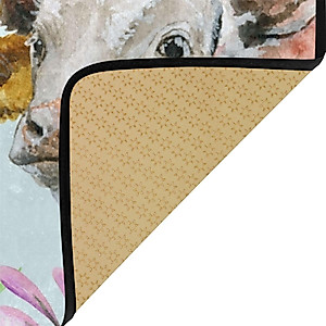 AGONA Anti Fatigue Kitchen Mat Kitchen Rugs Non Slip Soft Standing Mats Absorbent Floor Mat Bath Rug Runner Area Rug Carpet for Home Decor Indoor Outdoor, Cows Animals Flowers