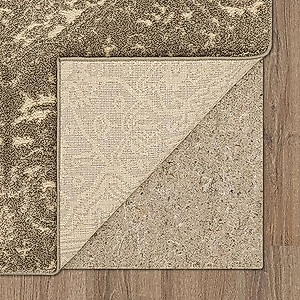 Mohawk Home Francesca Ornamental Medallion Sand 5' x 8' Shag Area Rug Perfect for Living Room, Dining Room, Office