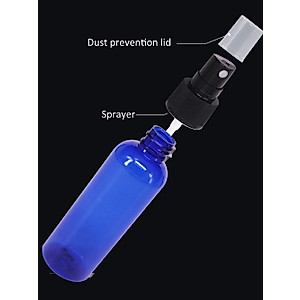 BPFY 12 Pack 3.3 oz Blue Plastic Spray Bottles For Essential Oils, Perfumes, Cosmetics, Alcohol, Fine Mist Spray Bottle, Cosmetic Spray Bottle, Refillable Liquid Conainters