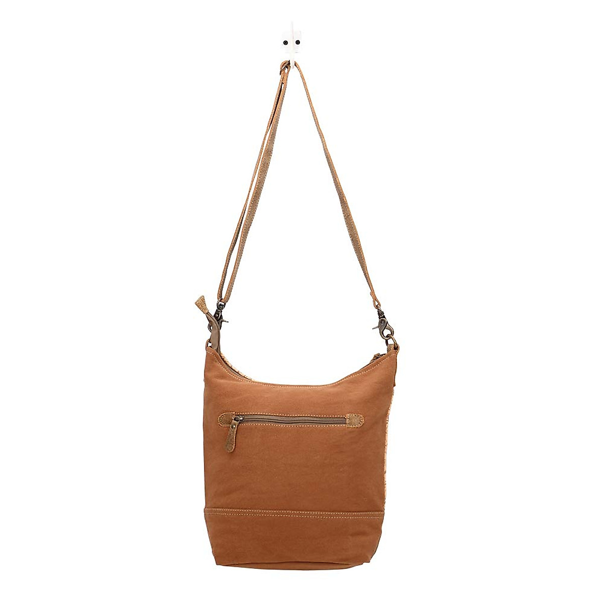 Myra Bag Apricot Upcycled Canvas & Leather Shoulder Bag S-1449