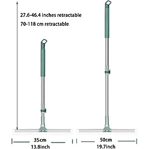 Broom Silicone, Retractable Silicone Floor Scraper Bathroom Wiper 35cmsiliconegroundscrape, Silicone Scraper Broom Wiper & Floor Mop, Rubber Broom for Pet Hair Hardwood Floor(50cm)