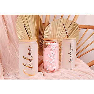 Grifil Zero Bridesmaid Gifts, Bridesmaid Proposal, Future Mrs, Customized Glass Tumbler, Frosted Glass Tumbler, Bamboo Lid Coffee Cup, Maid Of Honor Gift, Name and Title