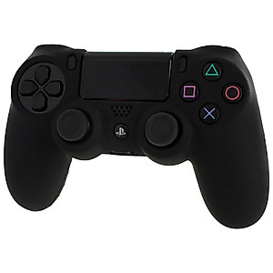Assecure Pro Black Soft Silicone Skin Grip Protective Cover for Sony PS4 Cont.