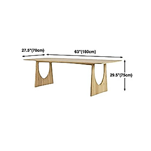 NIUYAO Solid Wood Dining Table Rectangle Modern in Nature with Double Pedestal Table Only for Dining Room Kitchen Leisure Table -63" L x 27.5" W x 29.5" H