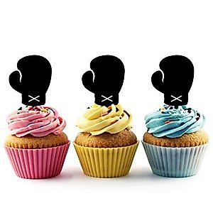 TA1182 Boxing Glove Silhouette Party Wedding Birthday Acrylic Cupcake Toppers Decor 10 pcs