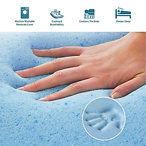 Rinkai-S 4.7 Inch Cool Gel Memory Foam Mattress Replacement with Washable Cover for Sleeper Sofa and Couch Beds, Full Size, CertiPUR-US Certified (Sofa Not Included)