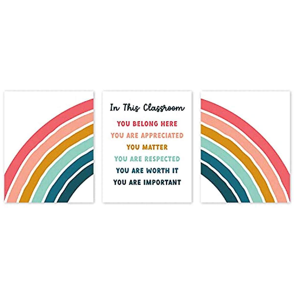 Inspirational Classroom Wall Art - 3-Piece Rainbow Set | Motivational Decor