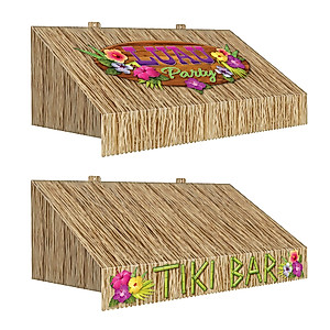 Beistle Three Dimensional Tiki Bar Novelty Wall Awnings 2 Piece Luau Party Decorations, 24.75" x 8.75", Multicolored