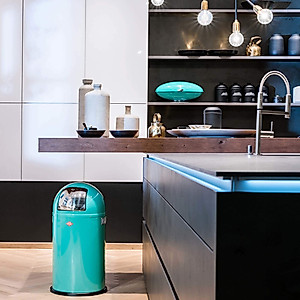 Wesco Pushboy - German Made - Push Door Trash Can, Powder Coated Steel, 13.2 Gallon / 50L , Black