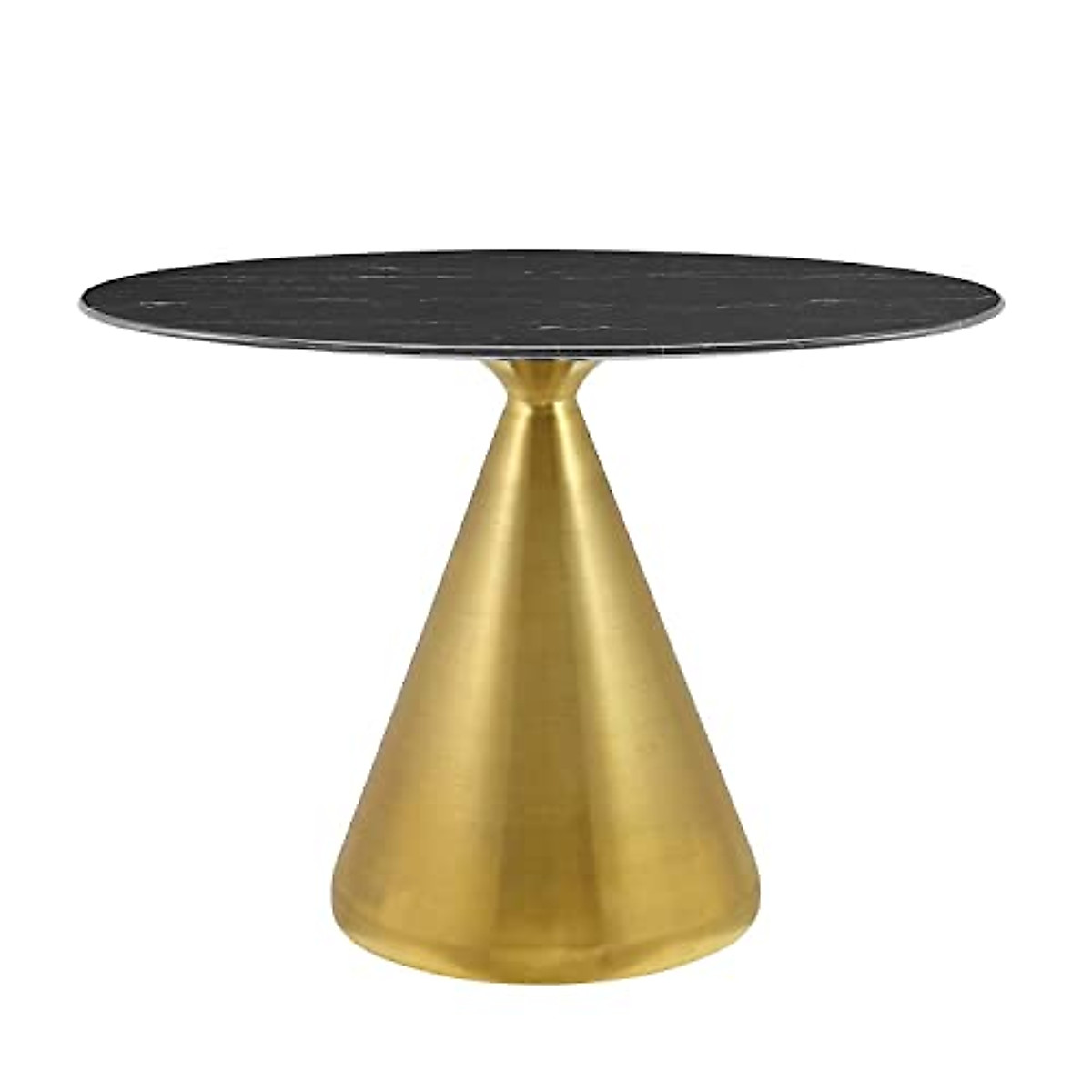 Modway Tupelo Oval Artificial Marble 42" Dining Table, 42 Inch, Gold Black