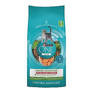 Purina ONE Natural Low Fat, Indoor Dry Weight Control High Protein Cat Food Plus Indoor Advantage with Real Salmon - 7 lb. Bag