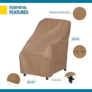 Duck Covers Essential Water-Resistant 26 Inch Patio High Back Chair Cover, stackable chair covers for outdoor furniture