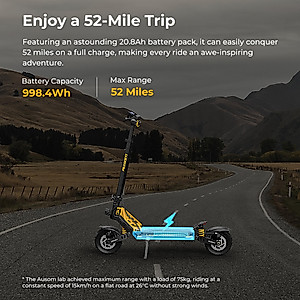 Ausom Leopard Electric Scooter, Powerful 1000W Motor, 50 Miles Range & 35 MPH, Foldable Commute Electric Scooter for Adults w/10 Off Road Tires, Removable Seat (Leopard V)