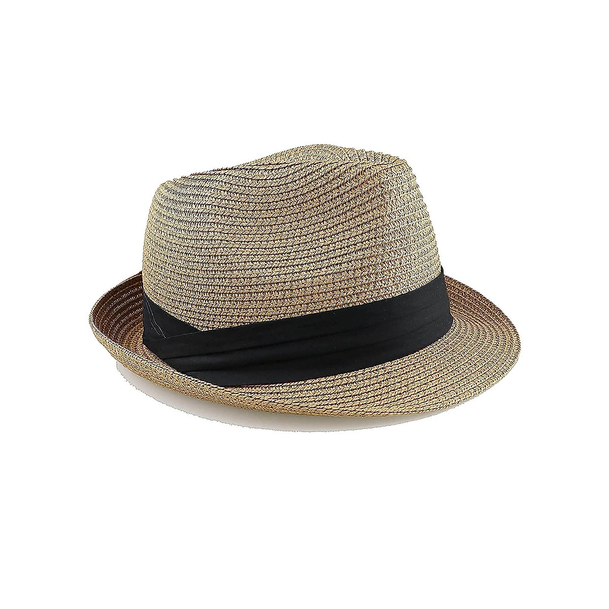 Kids Floppy Straw Sun-Hat Foldable Summer Short Brim Sun-Beach-Hat for Babyboys Girls Kahki