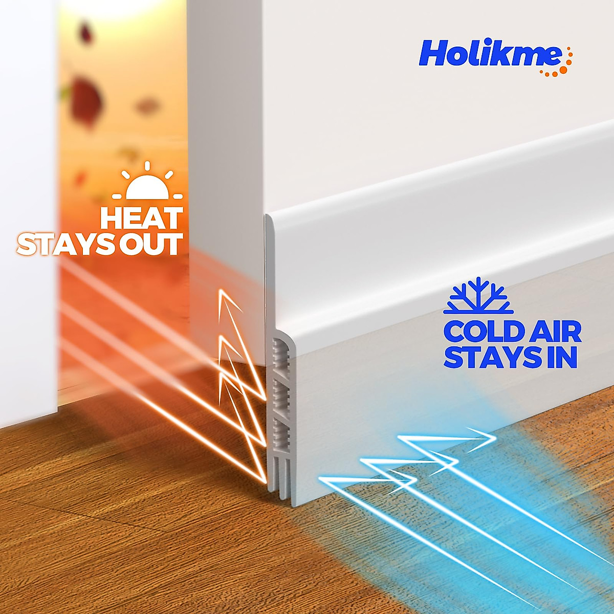 Holikme 2 Door Draft Stopper Under Door Draft Blocker Insulator Door Sweep Weather Stripping Noise Stopper Strong Adhesive, Transparent